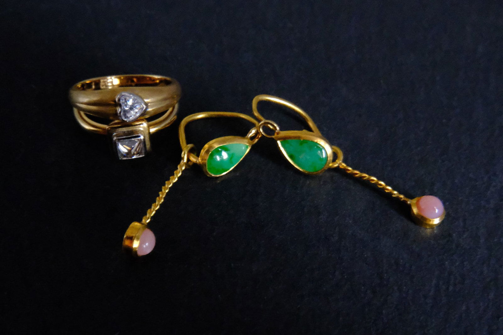 24k Gold Ancient Earrings Roman Jade Opal | GEM GARDENER