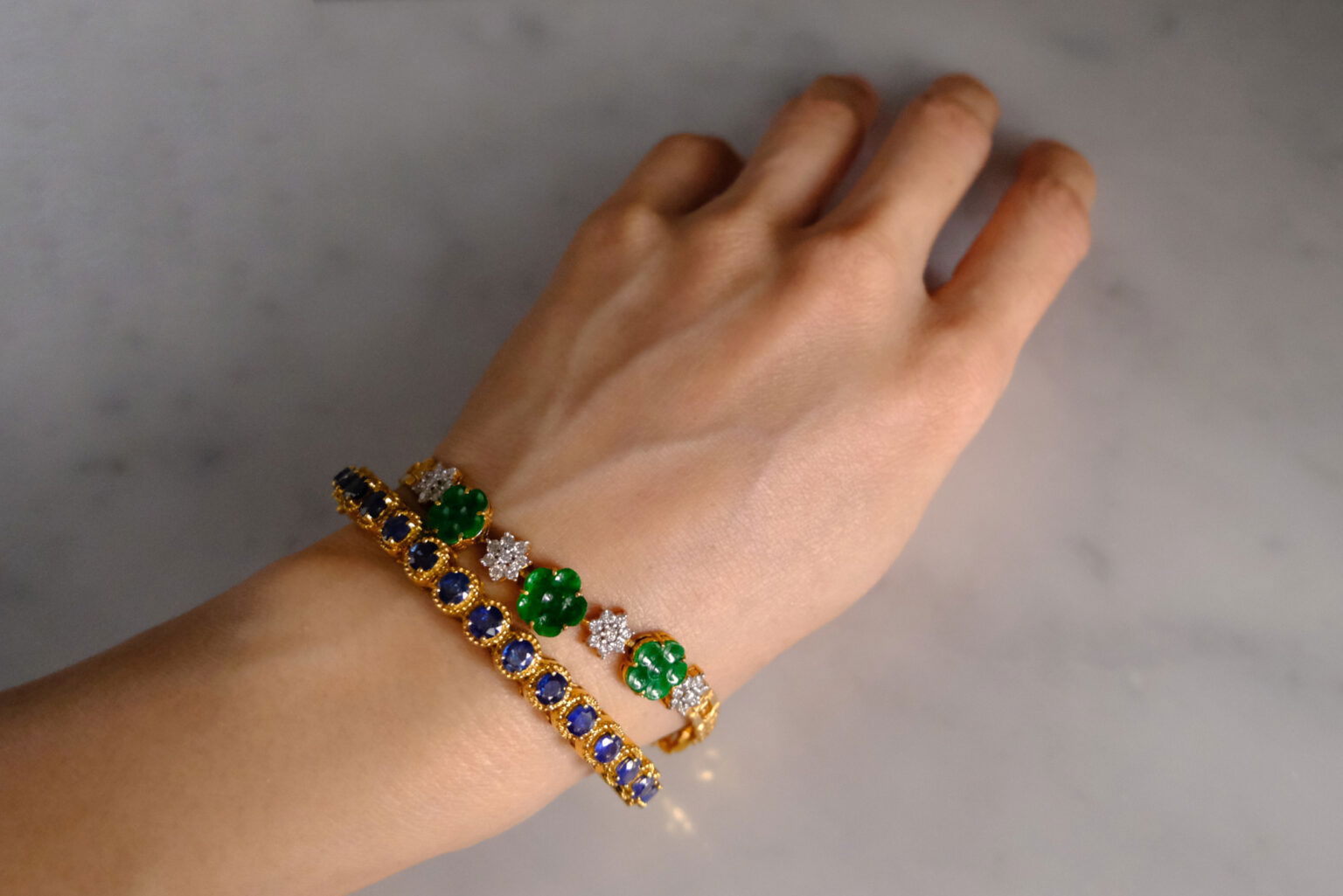 Burmese Sapphire Bracelet Cuff Bangle Vintage 18k | GEM GARDENER