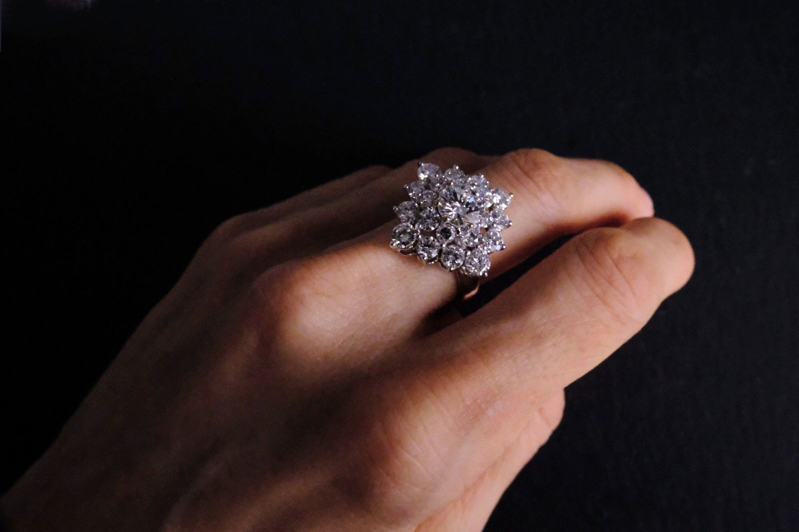 1ct 3ctw Diamond Cluster Cocktail Ring 18k | Gem Gardener