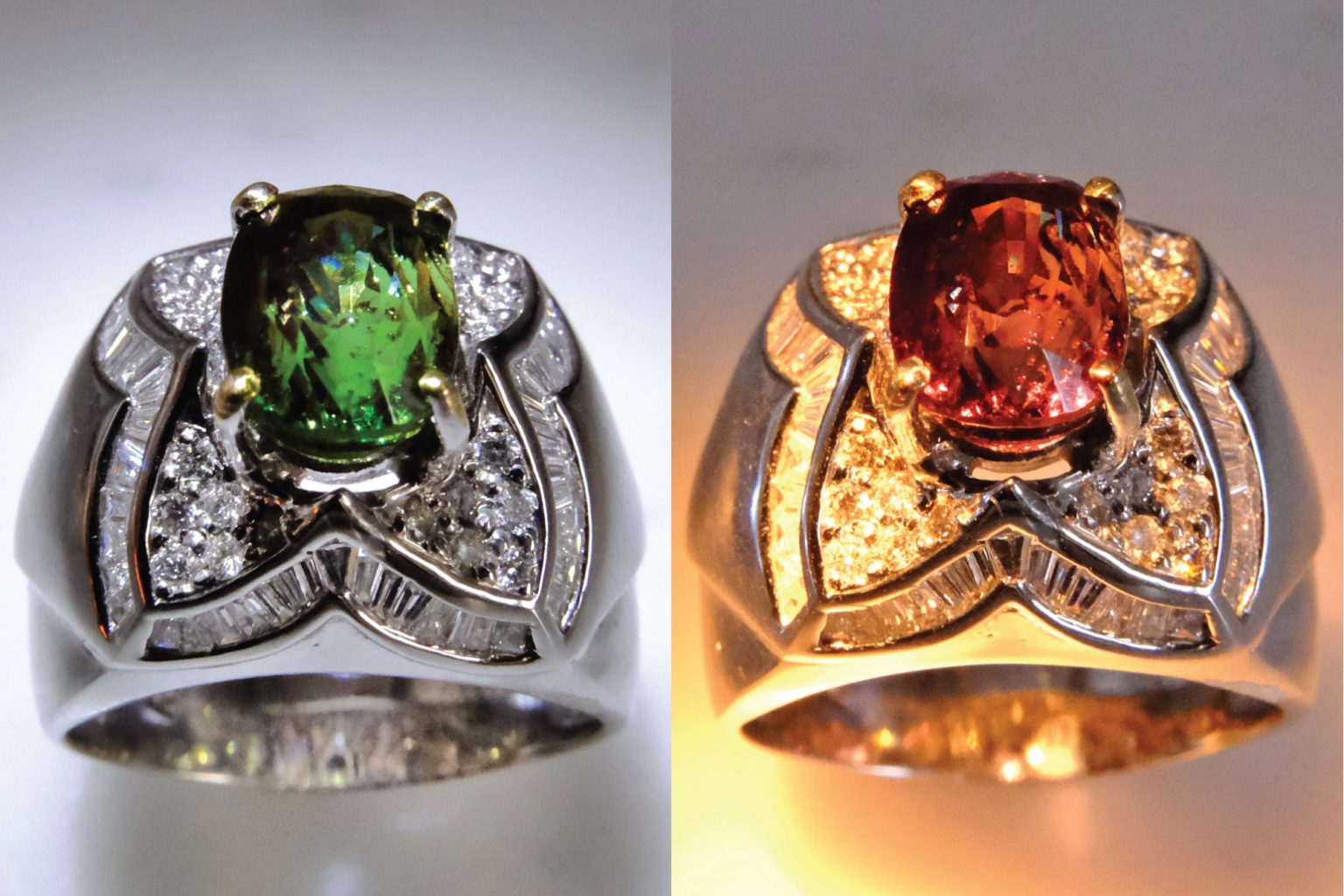 Rare Clean Alexandrite Diamond Ring 18k | Gem Gardener