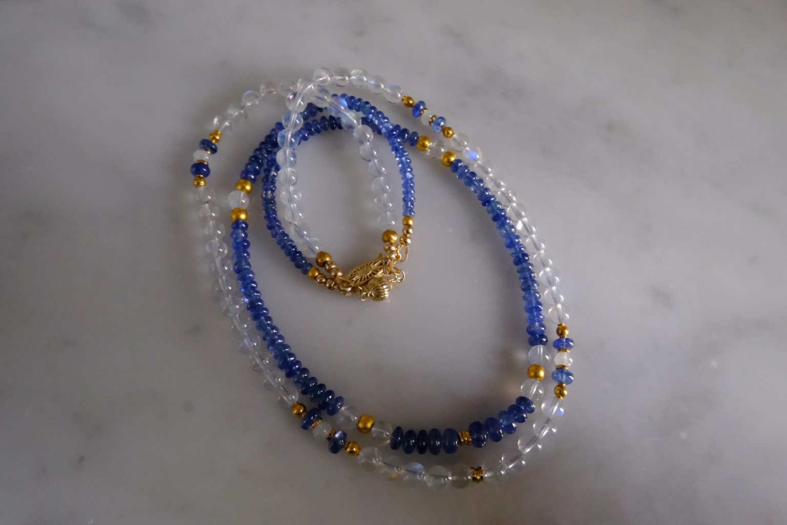 Fine Sapphire Moonstone Bead Necklace | GEM GARDENER