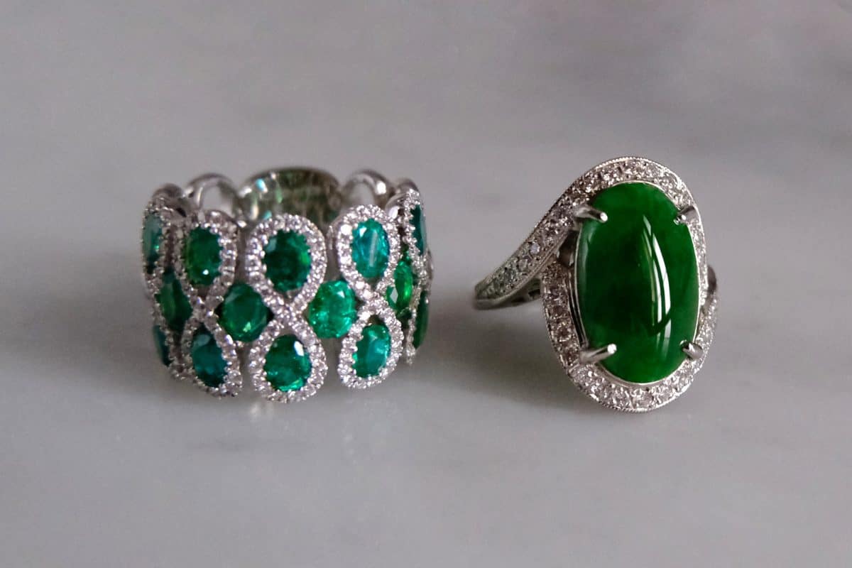 Bevel Jadeite Jade Platinum Ring | GEM GARDENER