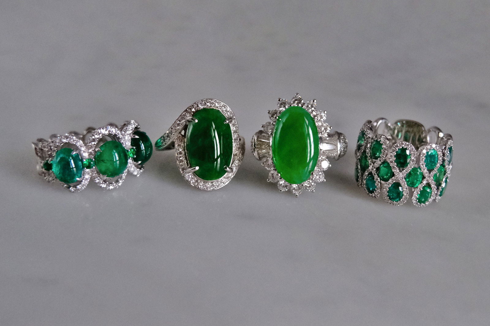 Bevel Jadeite Jade Platinum Ring | GEM GARDENER