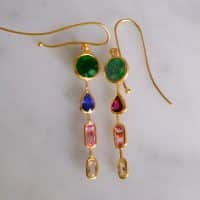 24k Roman Style Gold Earrings Jade Spinel Diamond | Gem Gardener