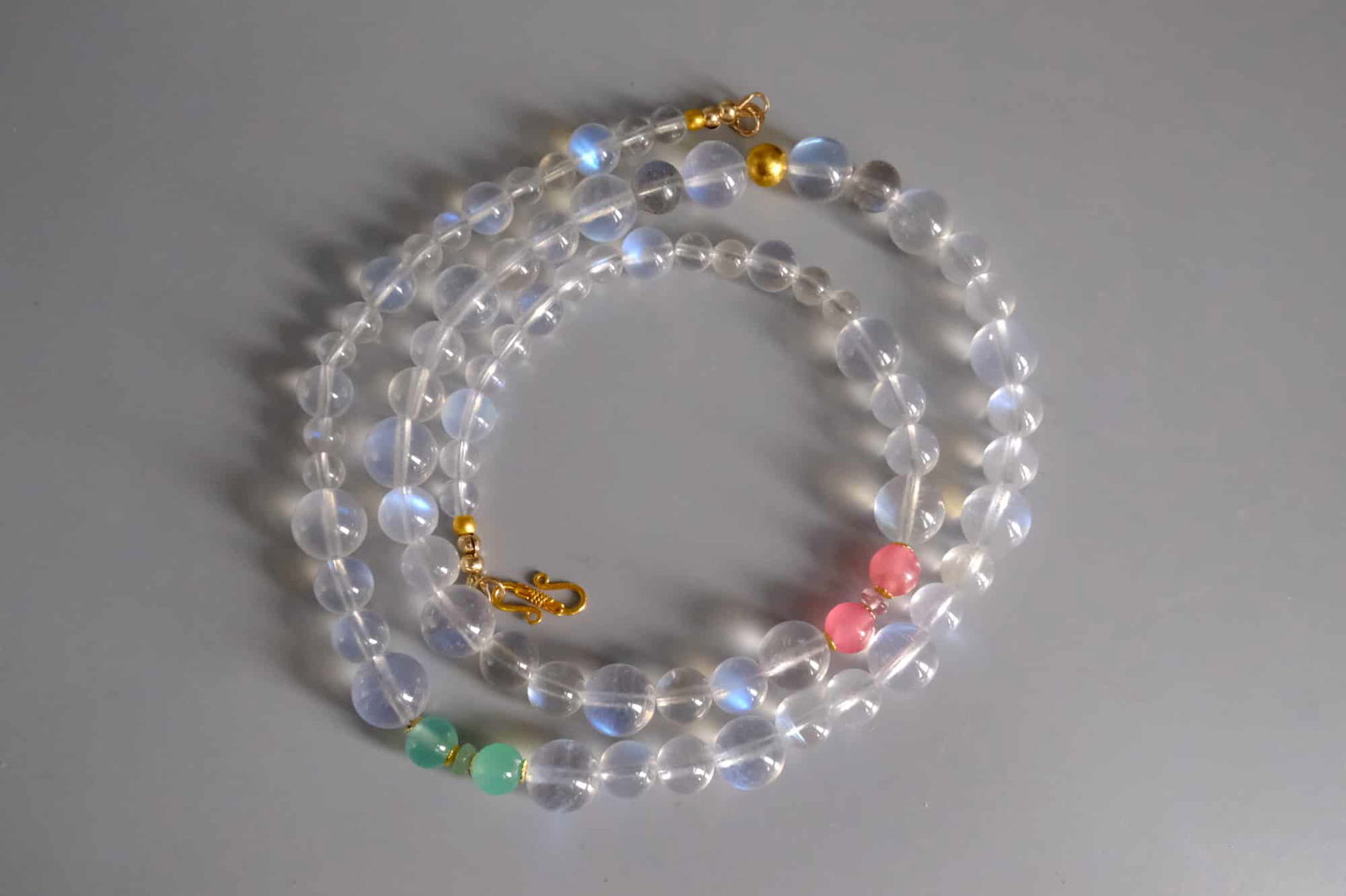 Classical Top Big Moonstone Bead Necklace Matinee 22k | GEM GARDENER