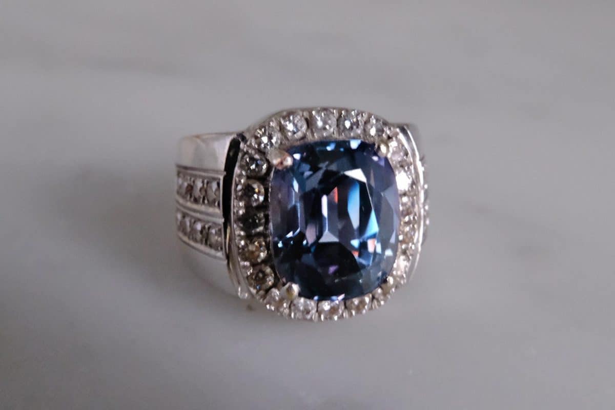 7ct Mens Blue Spinel Ring Vintage | GEM GARDENER