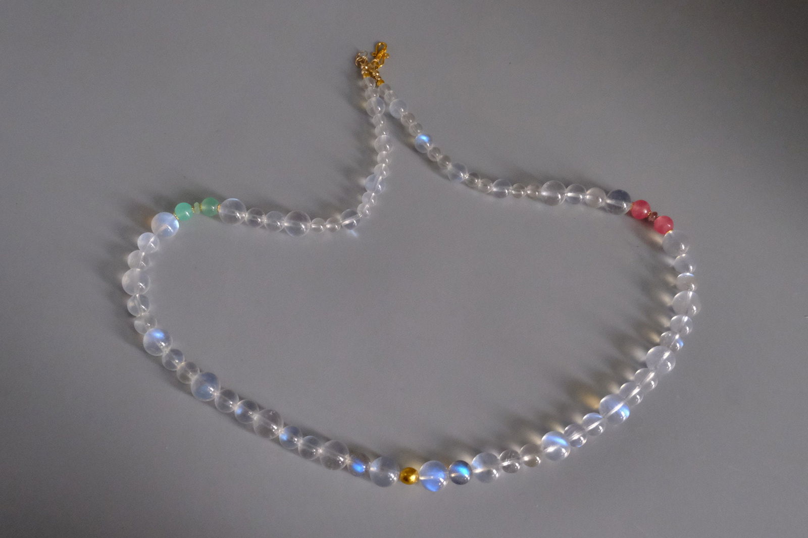 Classical Top Big Moonstone Bead Necklace Matinee 22k | GEM GARDENER