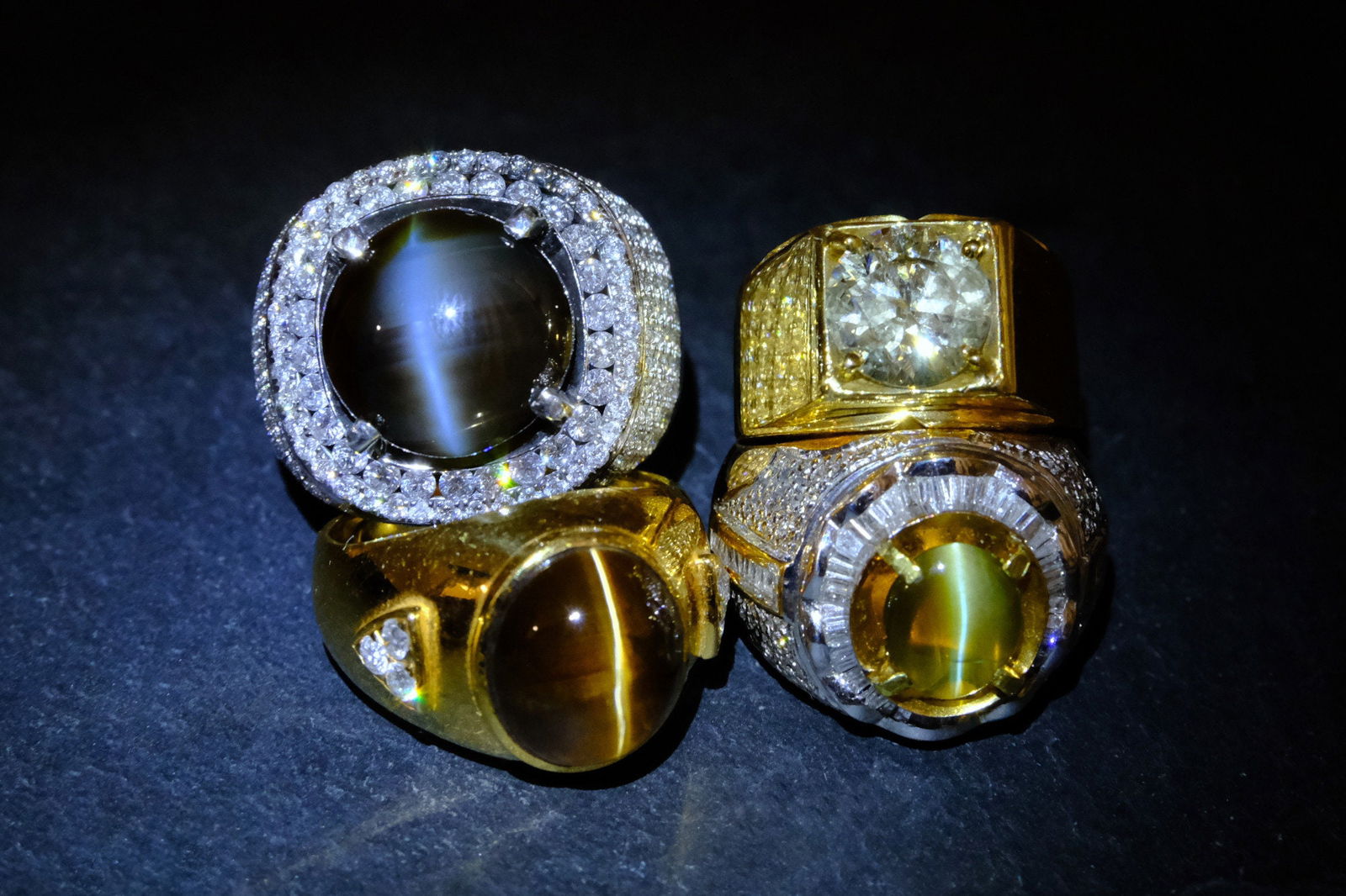 Tourmaline Cat Eye Ring Men 18k Vintage | GEM GARDENER