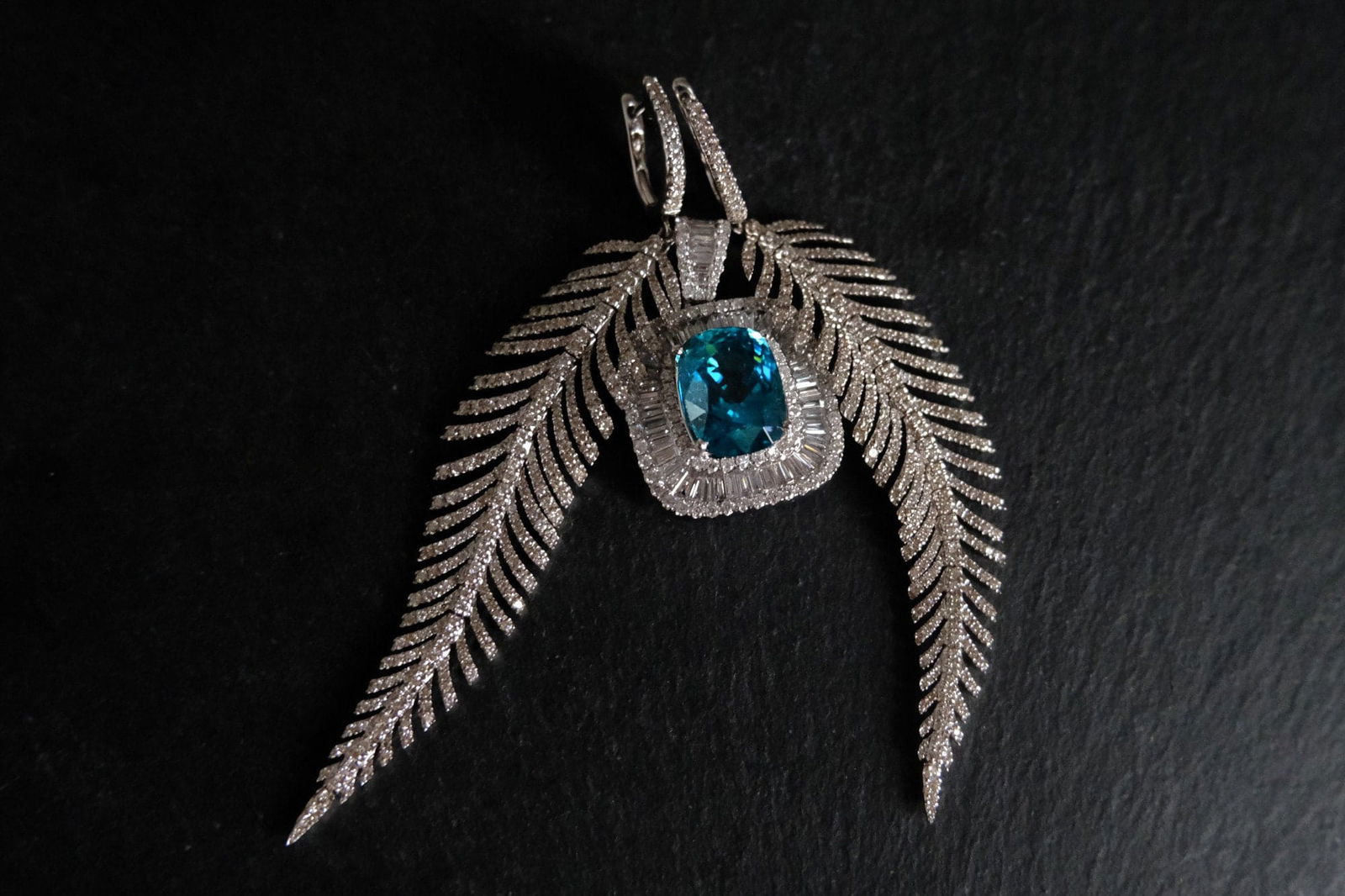 Superb Diamond Feather Earrings Long 18k | GEM GARDENER