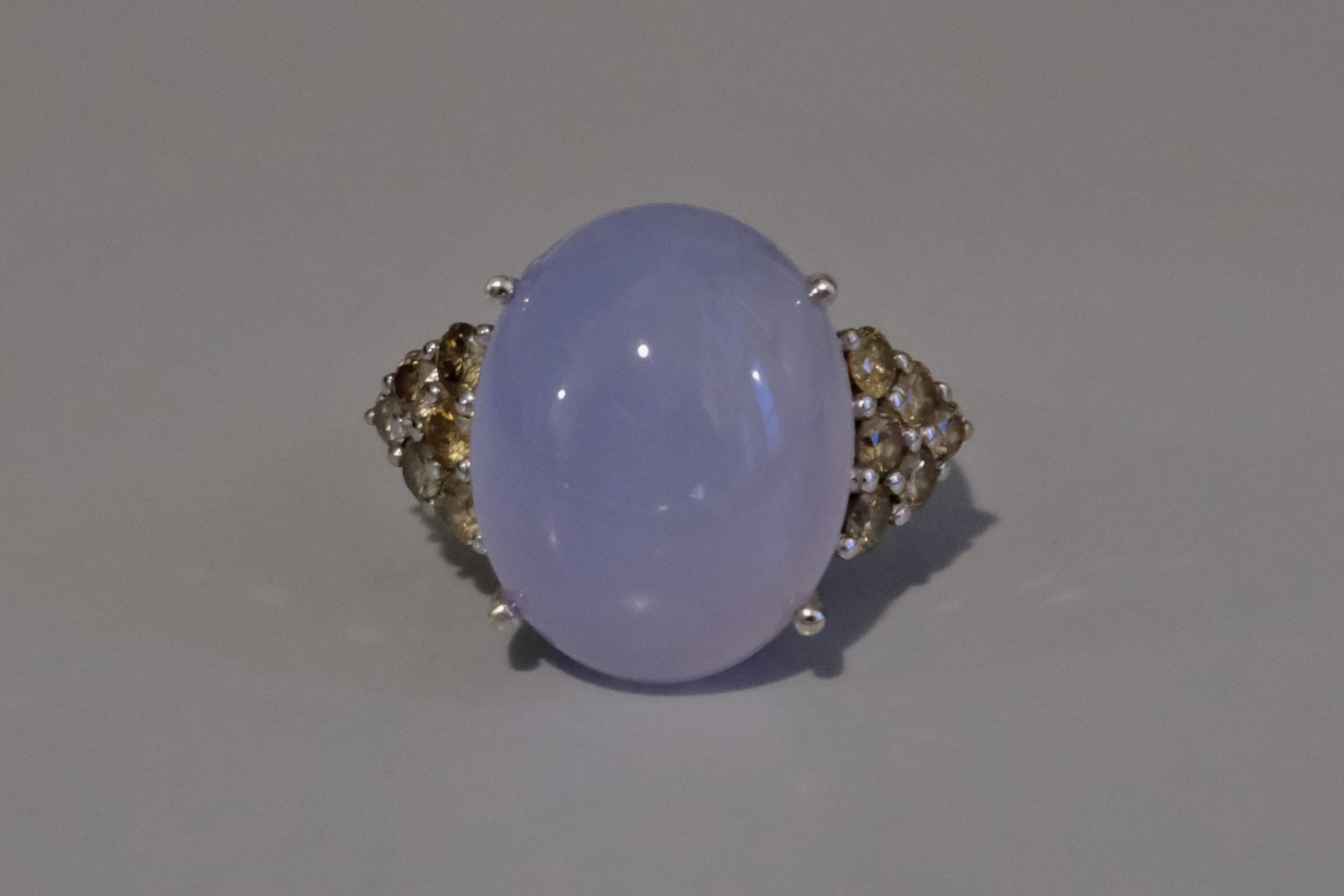 Lavender Blue Chalcedony Ring 18k Vintage | Gem Gardener