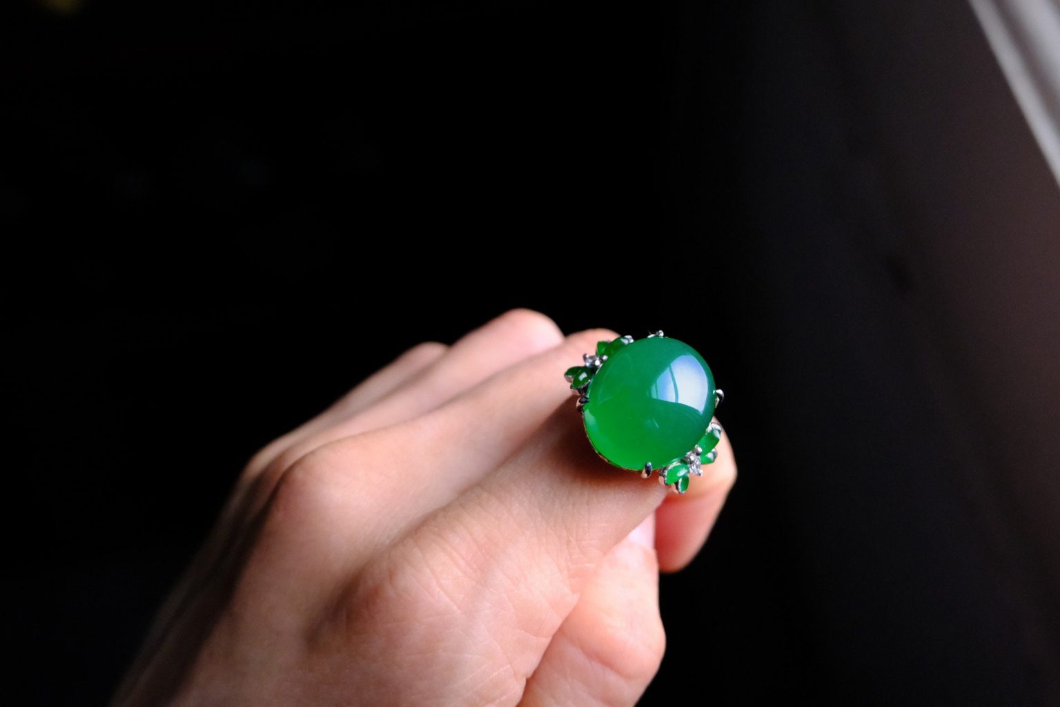 Fine Imperial Green Jadeite Ring High Dome | GEM GARDENER