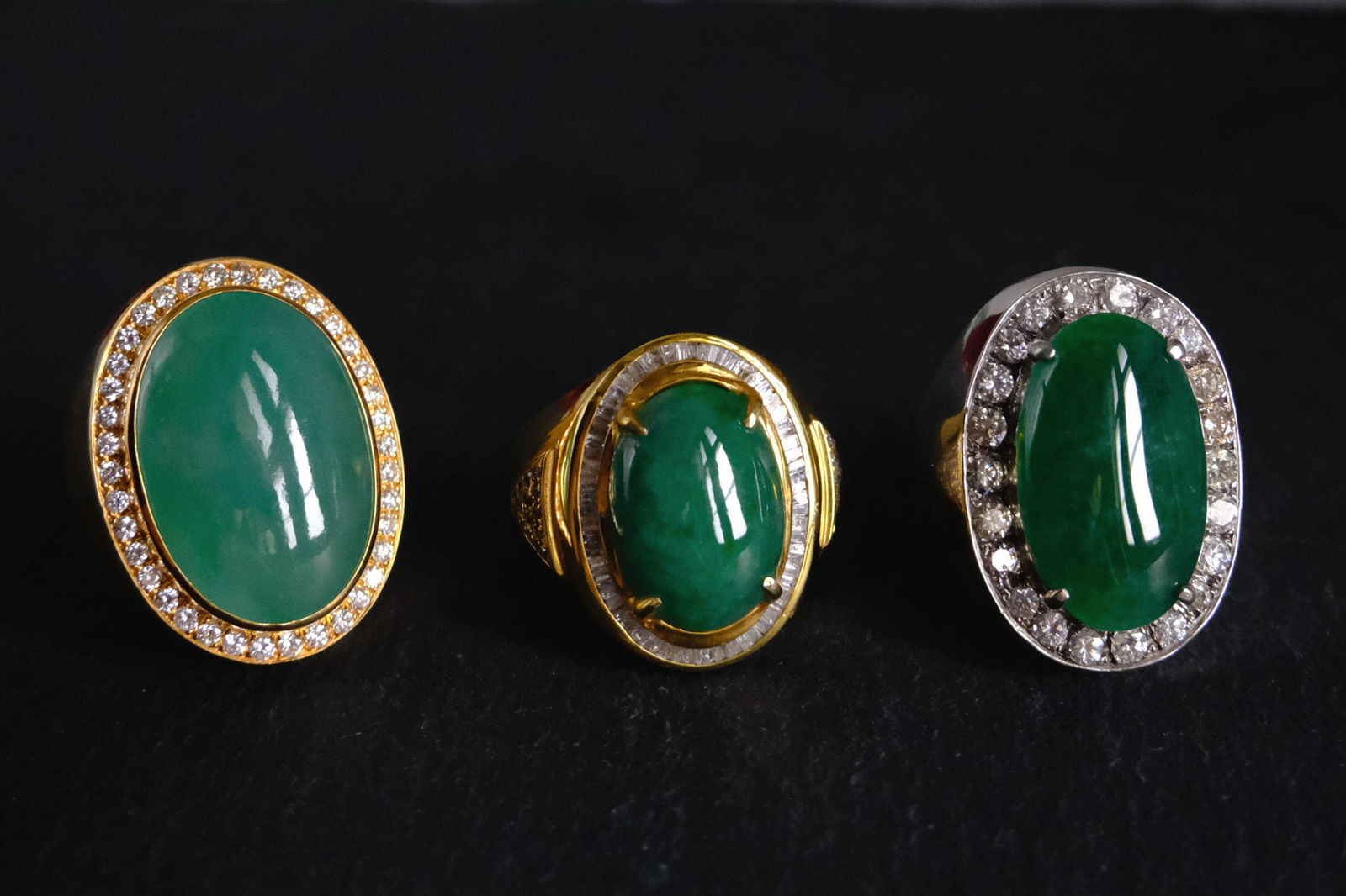 Tall Vintage Mens Jade Ring White Gold 18k | Gem Gardener