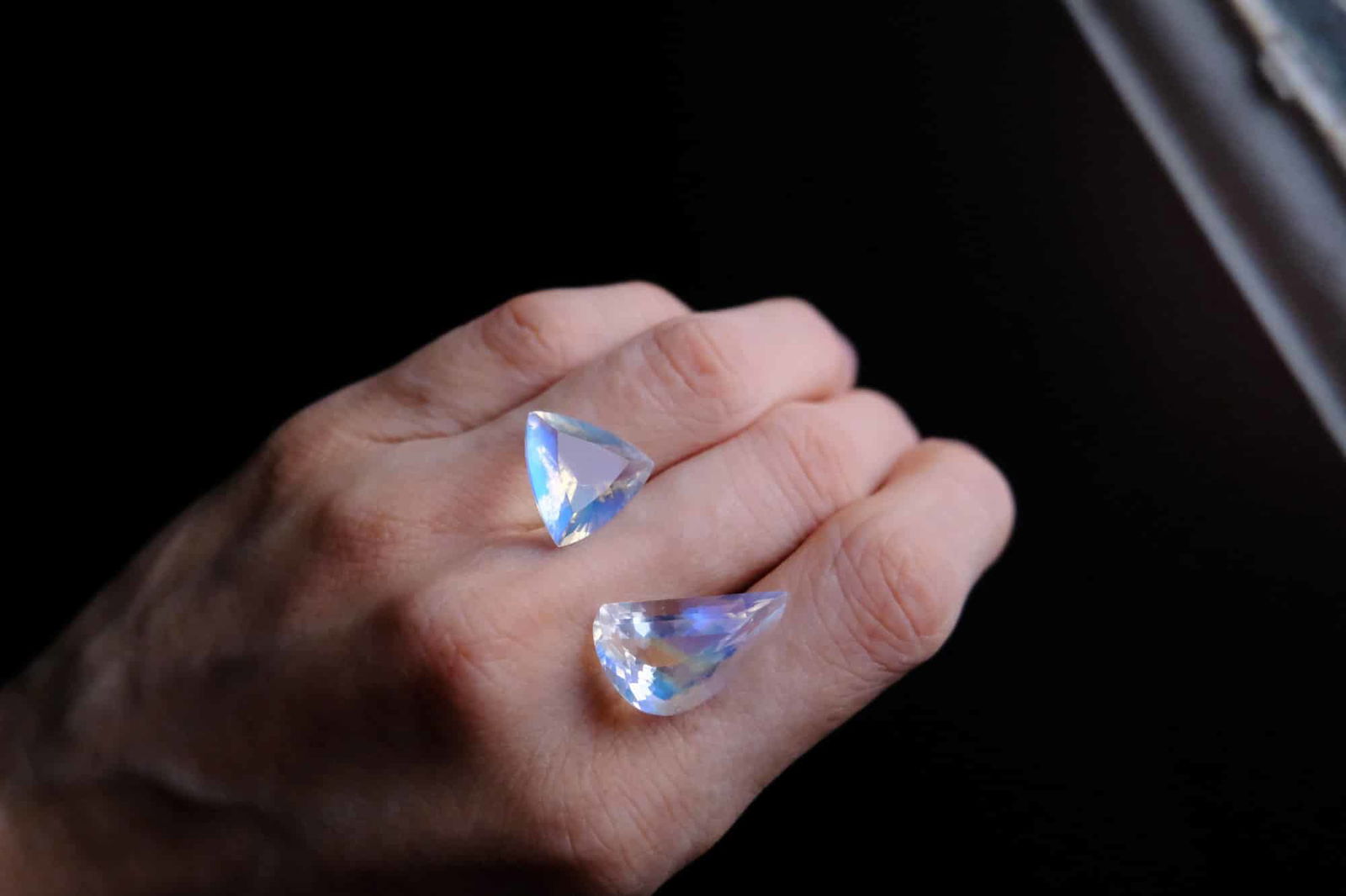 Trillion Cut Faceted Moonstone Gem | GEM GARDENER