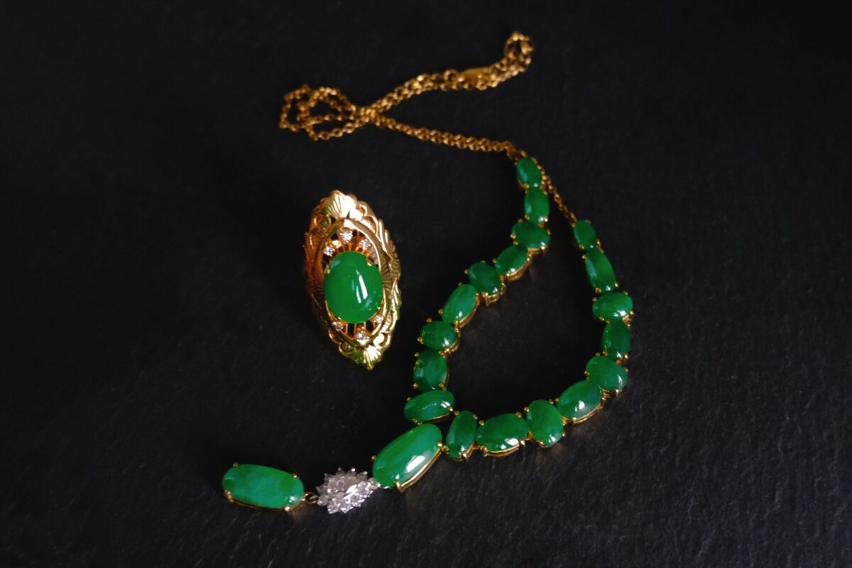 Antique Chinese Jade Ring Navette 20k | Gem Gardener