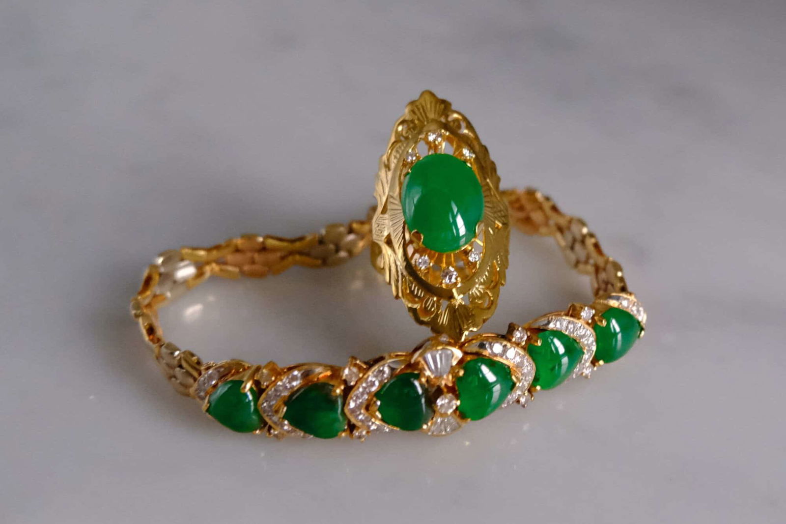Antique Chinese Jade Ring Navette 20k | GEM GARDENER
