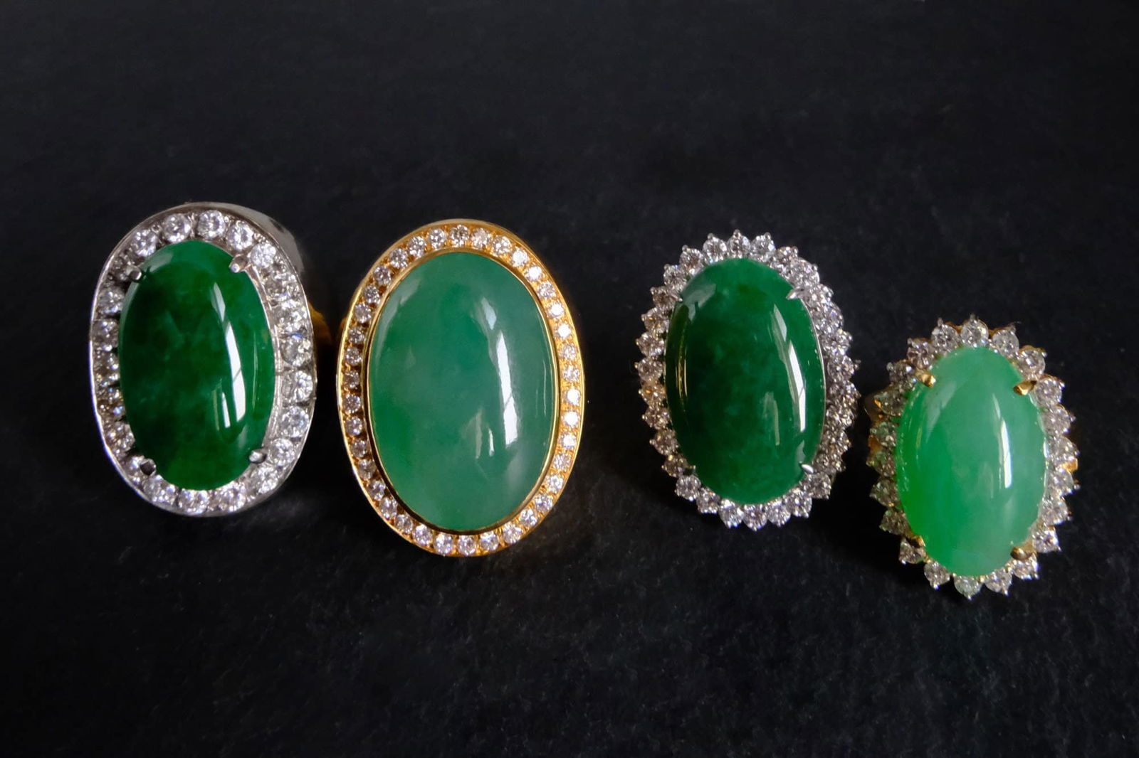 Tall Vintage Mens Jade Ring White Gold 18k | Gem Gardener