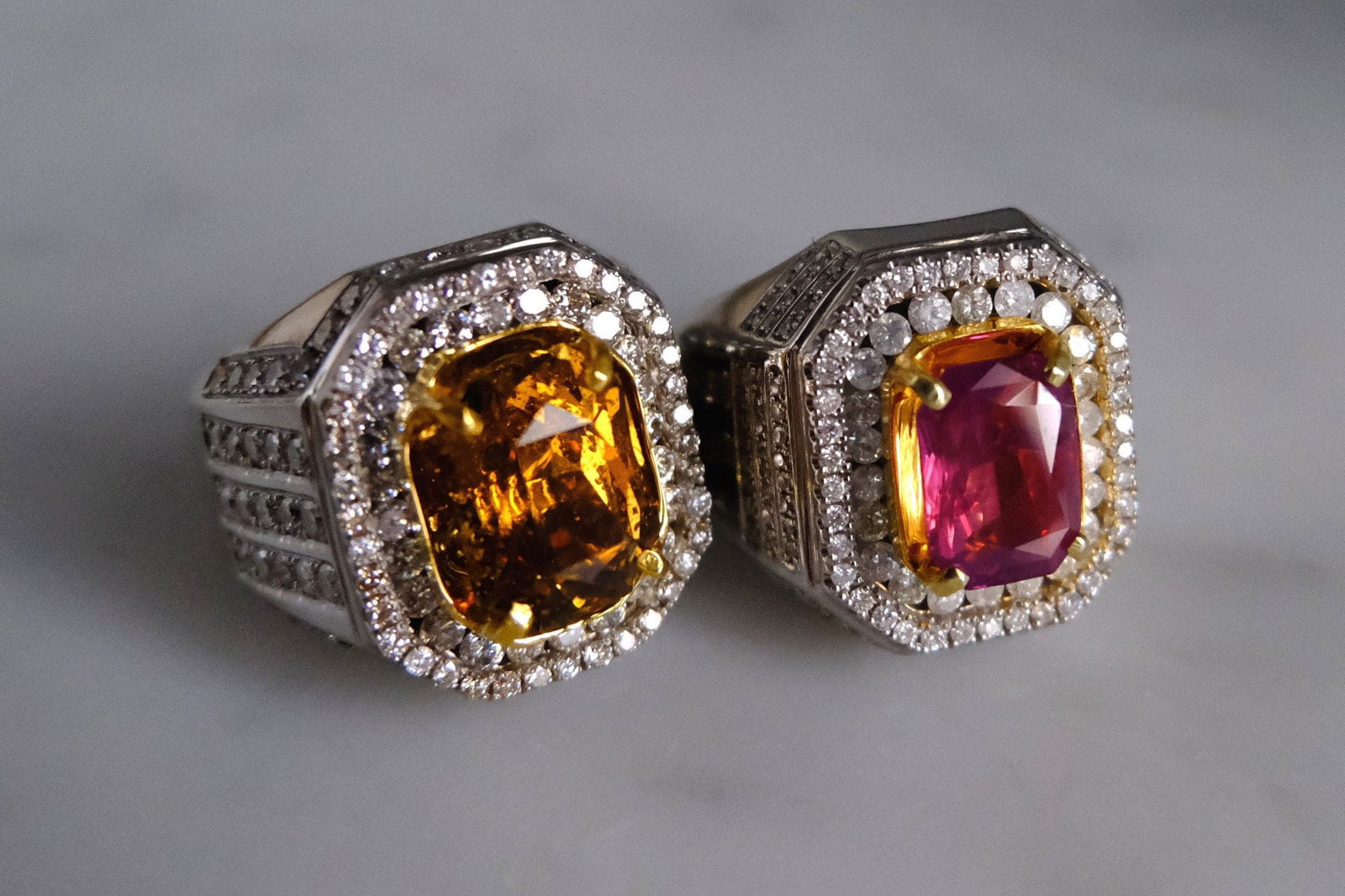 6ct Dark Pink Sapphire Mens Ring 18k | Gem Gardener