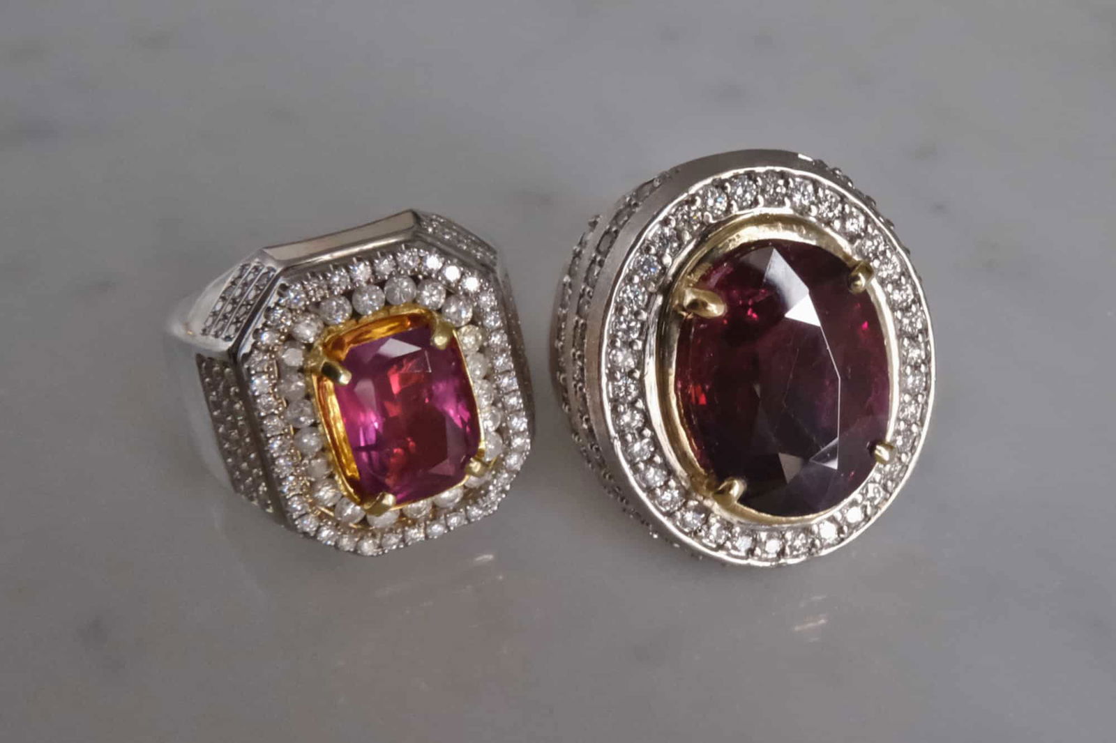 6ct Dark Pink Sapphire Mens Ring 18k | Gem Gardener