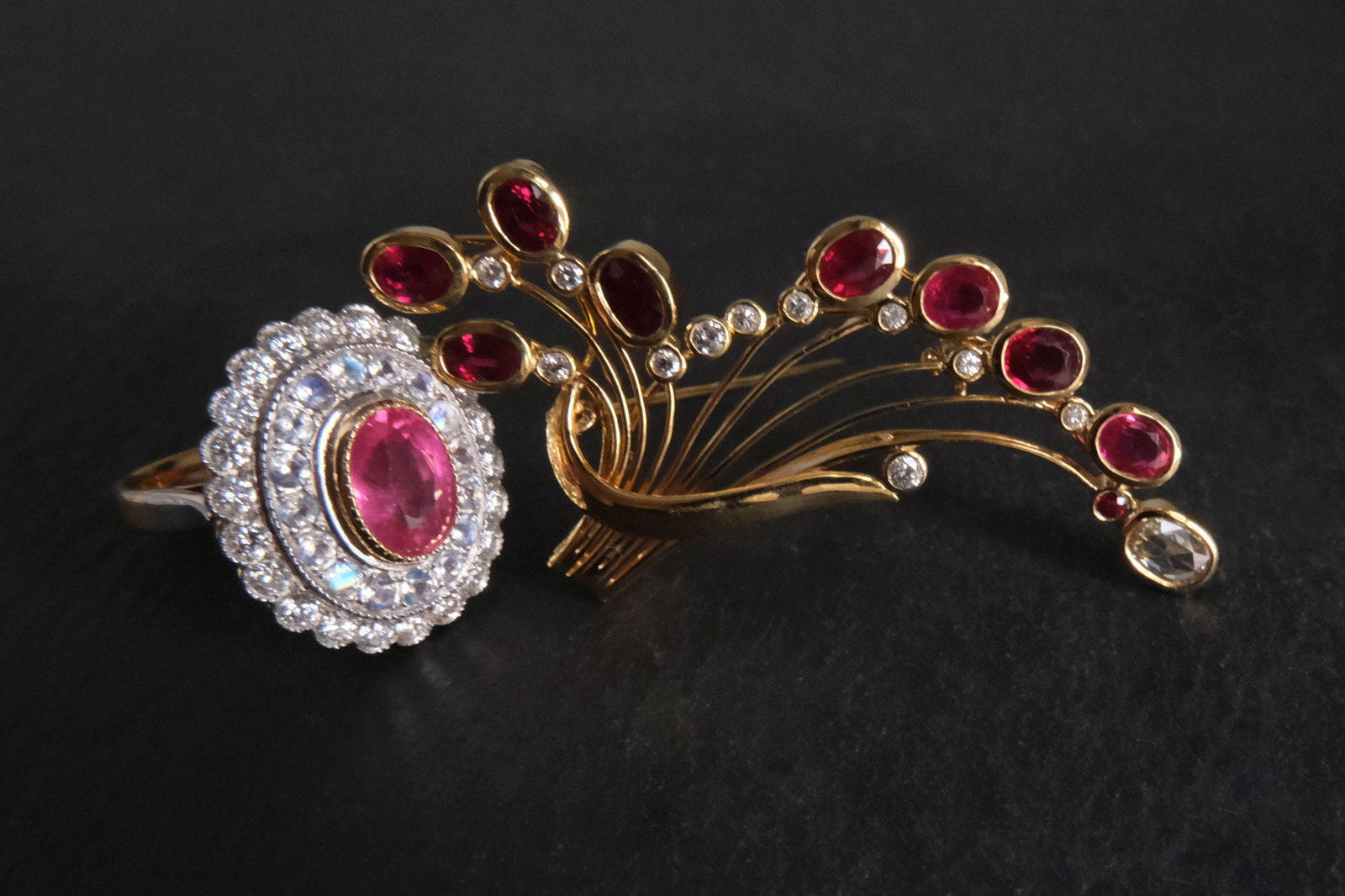 Burmese Red Ruby Brooch Pin Vintage 18k | GEM GARDENER