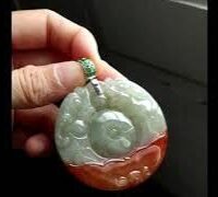 White Red Jade Carved Dragon Pendant 18k | GEM GARDENER
