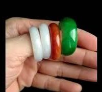 Set Green Red White Jadeite Jade Hololith Ring Vintage | GEM GARDENER