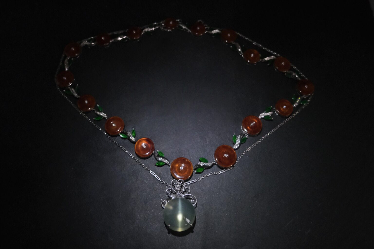 Translucent Natural Red Jade Necklace 18k | Gem Gardener