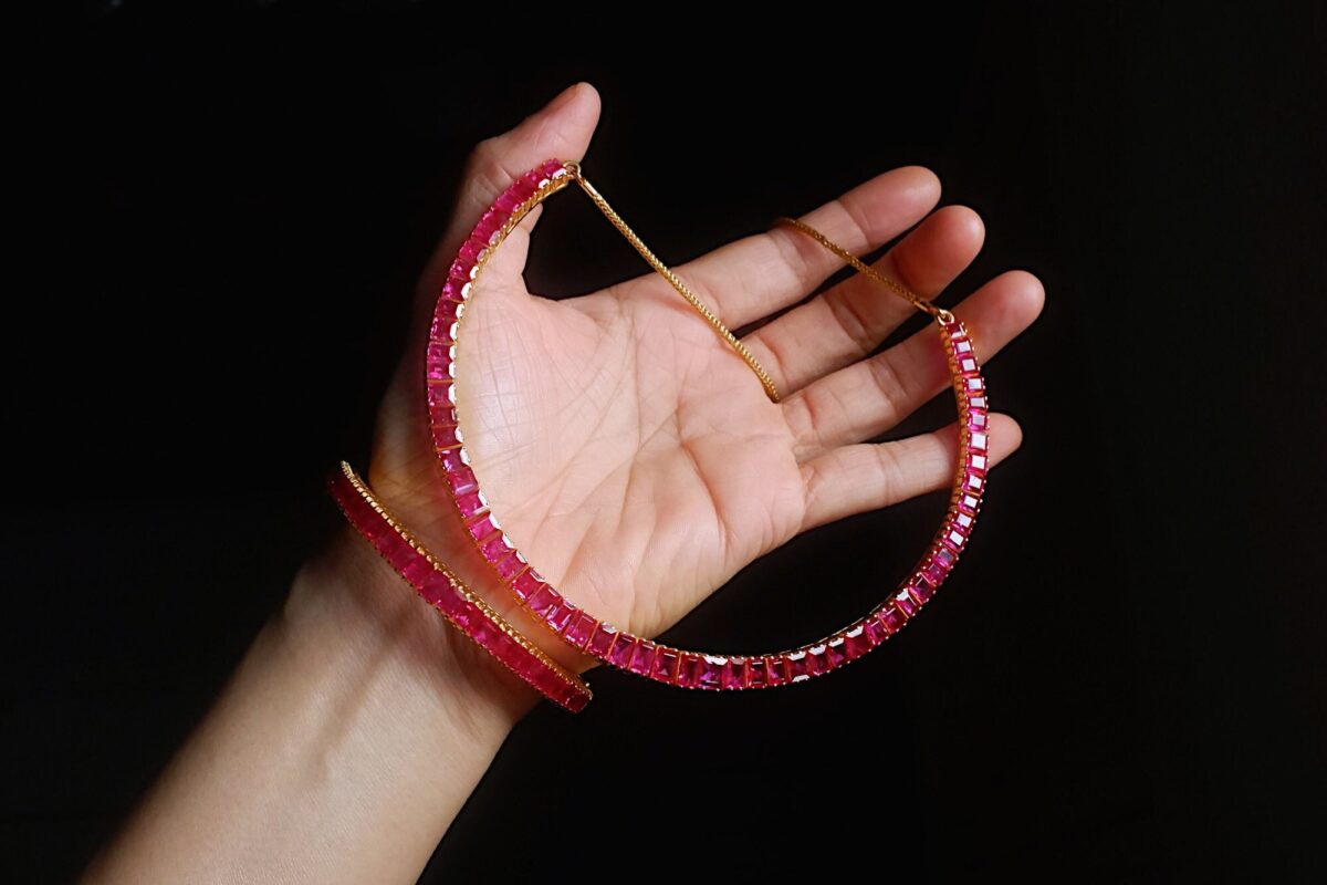 Unheated Burma Ruby Necklace Bangle Emerald Cut 22k Vintage | Gem Gardener
