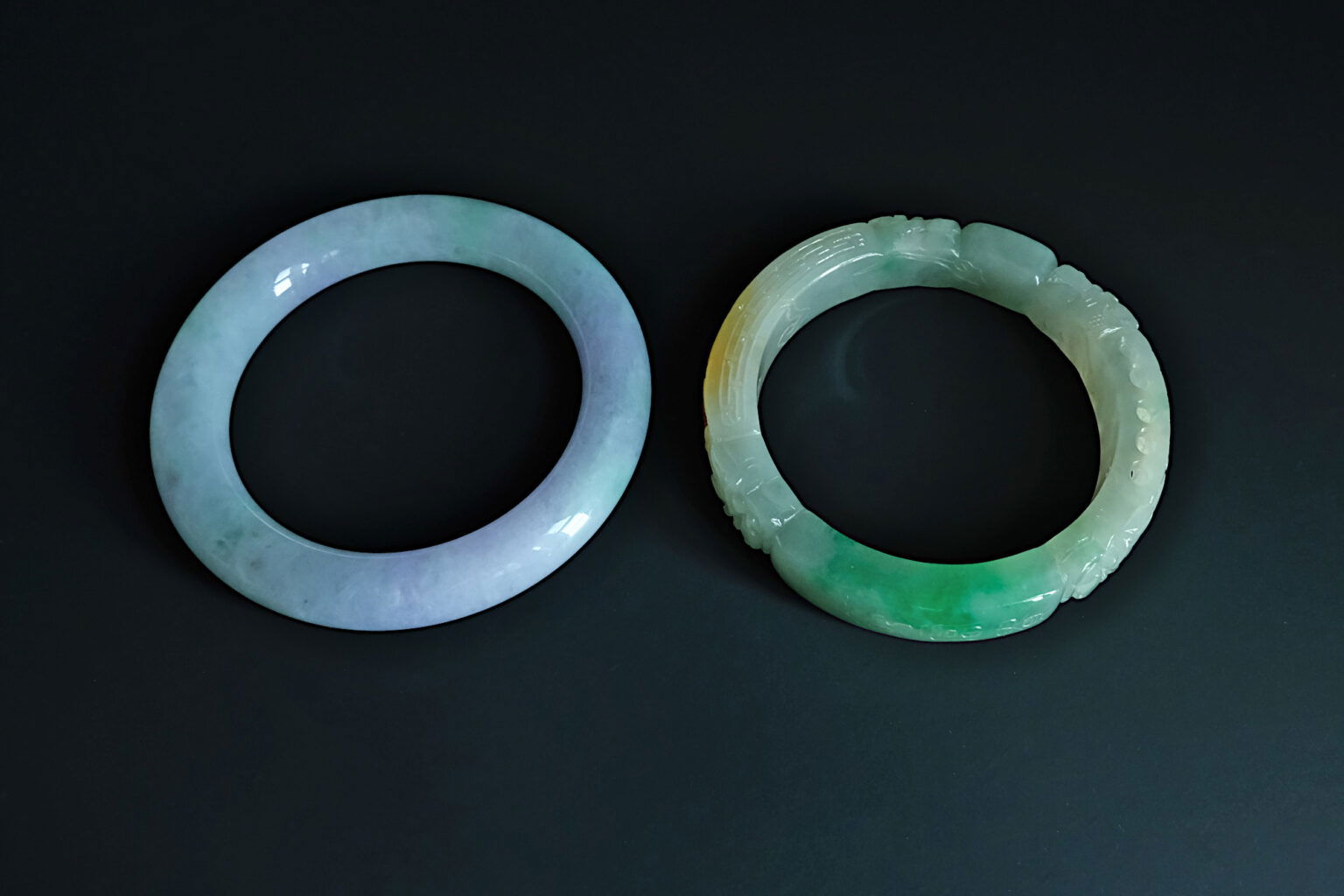 Glow Lavender Green Jade Bangle 58mm | Gem Gardener